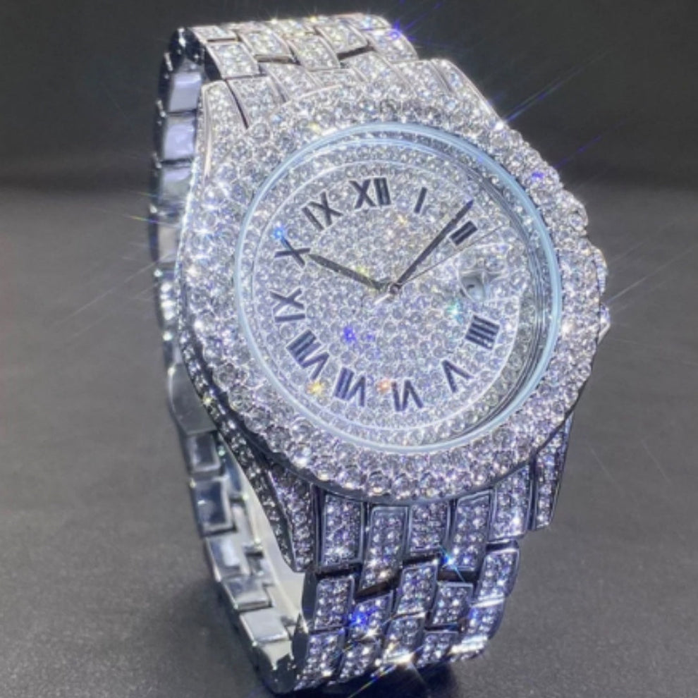 Full Diamond High End Calendar Men's Quartz Watch Gentlemen's Watch ...